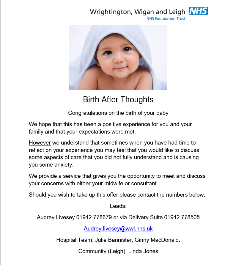 WWL Teaching Hospitals NHS Foundation Trust | Postnatal Discharge ...